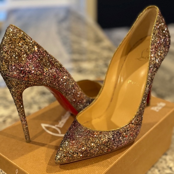 Christian Louboutin | Shoes | Christian Louboutin Rosettegold Glitter ...